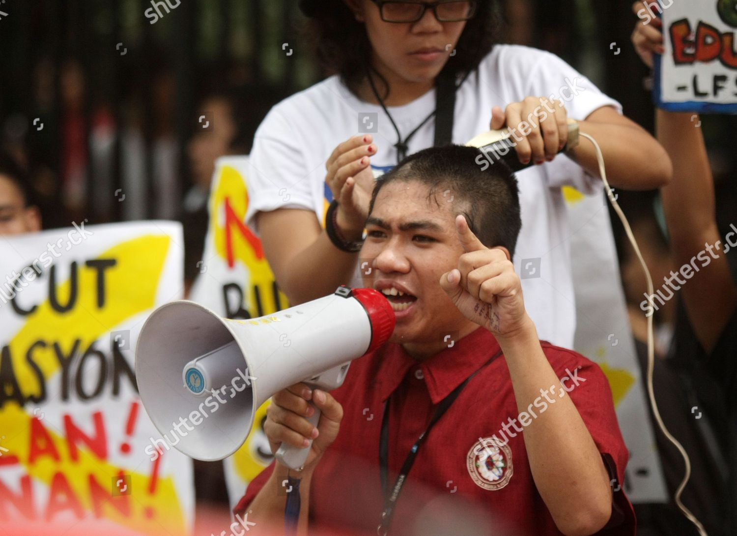 Filipino Student Shouts Slogans His Head Editorial Stock Photo - Stock ...
