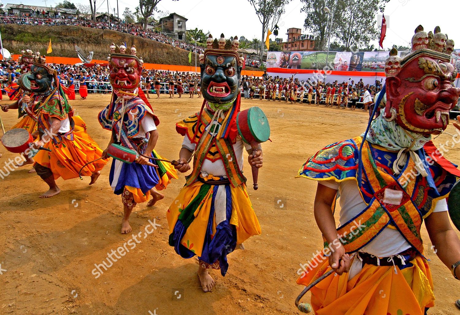 Monpa Mask Dancers Performing Their Traditional Editorial Stock Photo ...