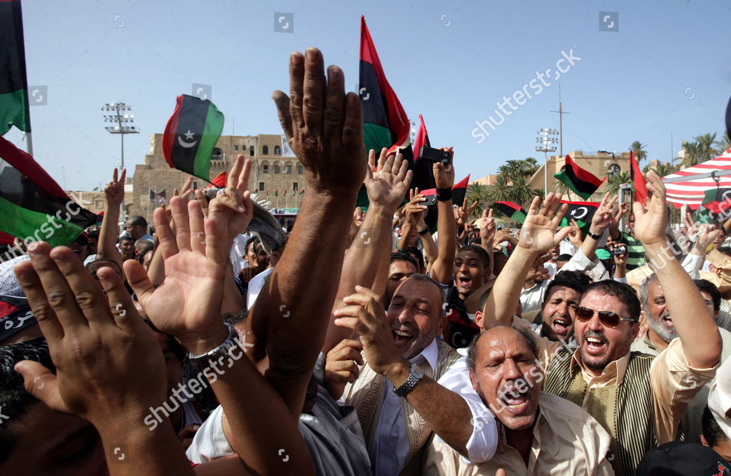 Libyan People Wave Libyan Flag Chant Editorial Stock Photo - Stock ...