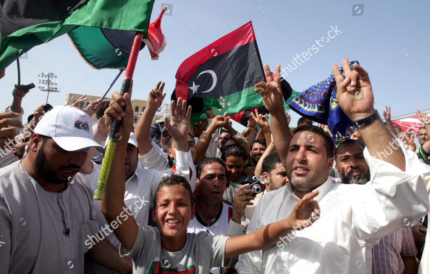 Libyan People Wave Libyan Flag Chant Editorial Stock Photo - Stock ...