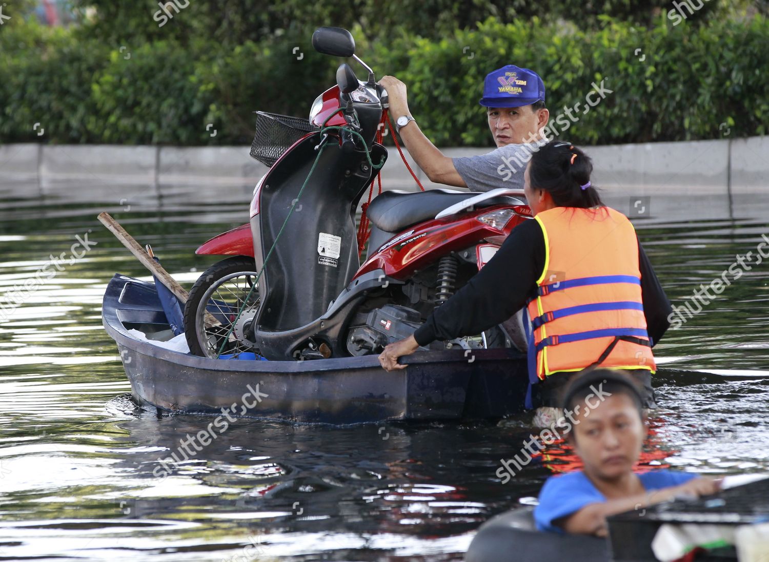 Thai Man Woman Carry Thier Motorcycle Editorial Stock Photo - Stock ...