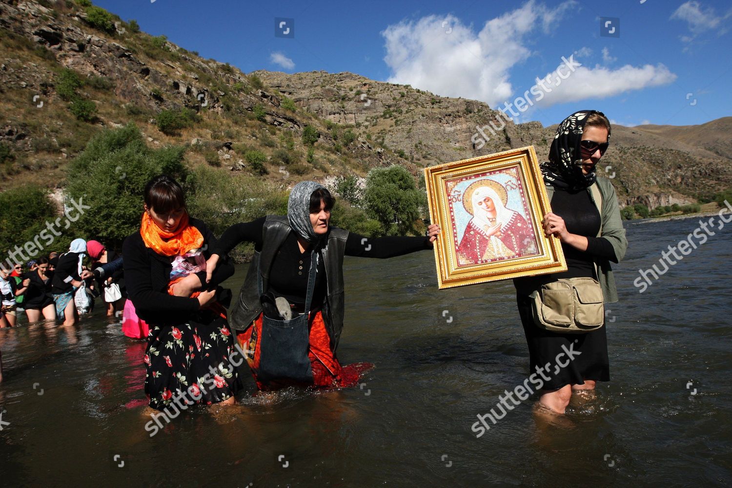 Georgian Orthodox Believers Cross Mtkvari River Editorial Stock Photo ...