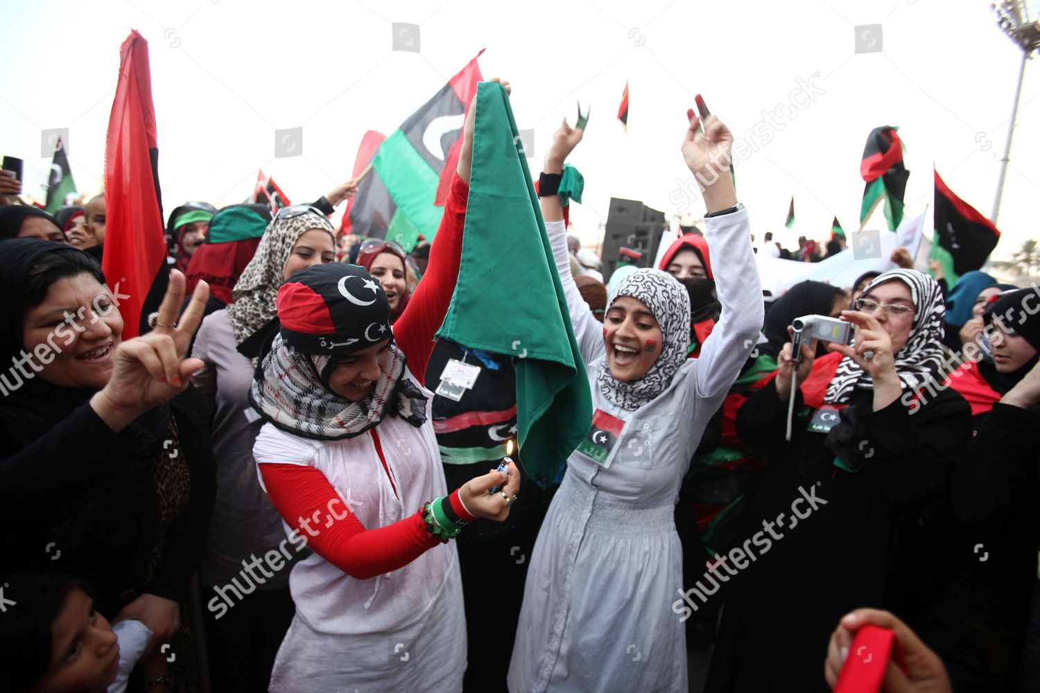 Libyan Woman Burns Green Gaddafi Era Editorial Stock Photo - Stock ...