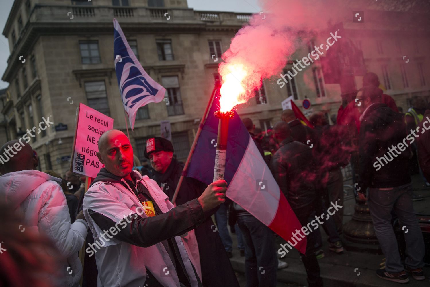 DEMONSTRATOR HOLDS FLARE HE PARTICIPATES PROTEST Editorial Stock Photo ...