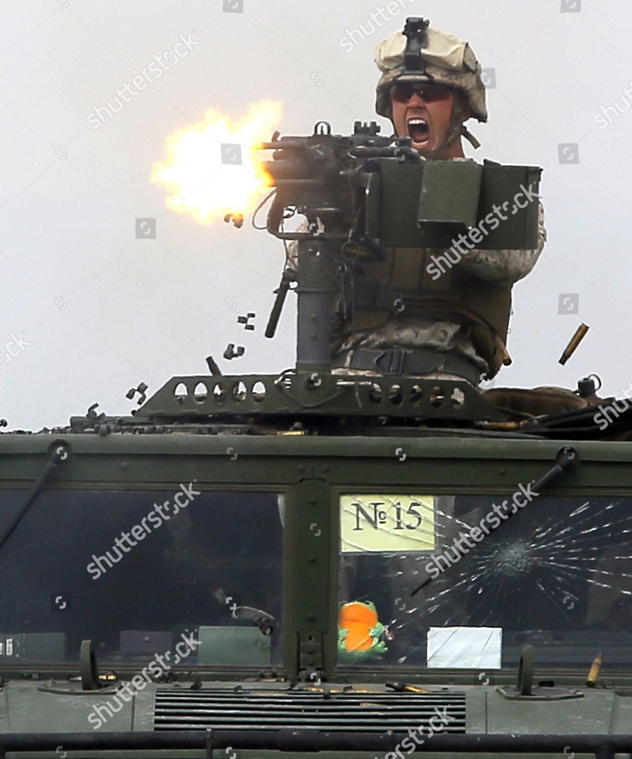 Us Soldier Fires Mounted Machine Gun Editorial Stock Photo - Stock ...