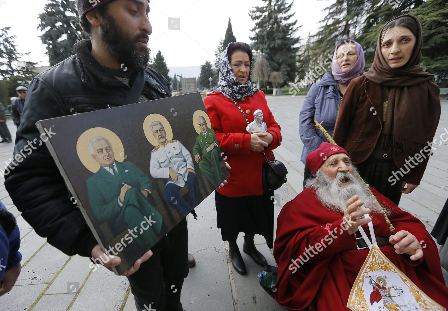 Georgians Carry Portrait Former Soviet Dictator Editorial Stock Photo ...