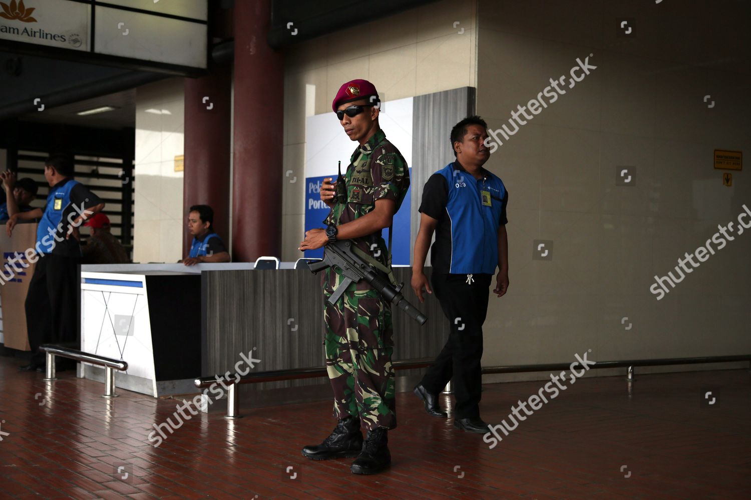 Indonesian Military Personnel Stands Guard Following Editorial Stock ...
