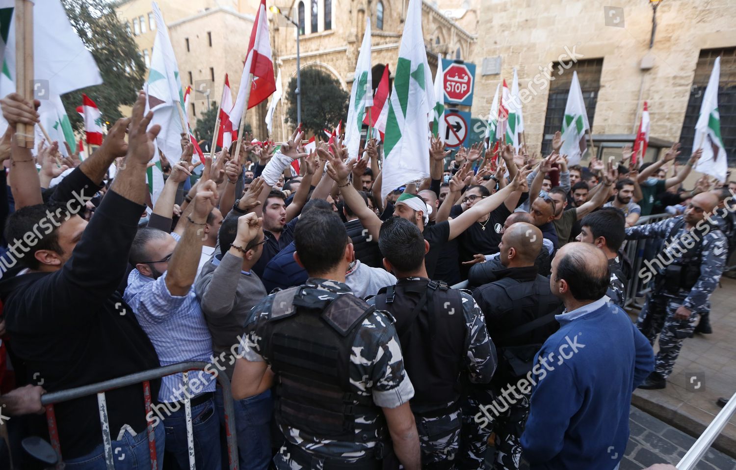 Supporters Lebanese Phalange Party Wave National Editorial Stock Photo ...