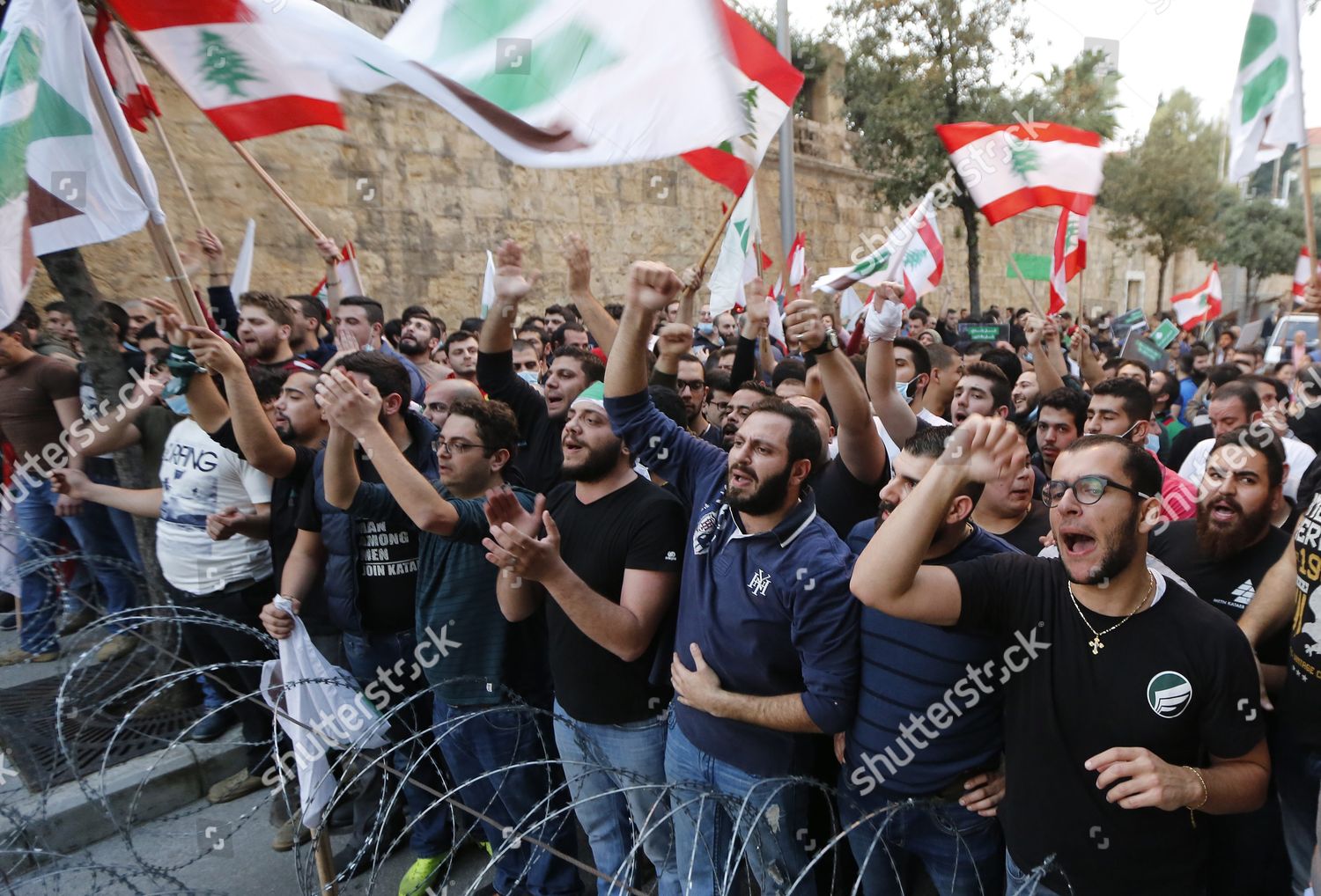 Supporters Lebanese Phalange Party Wave National Editorial Stock Photo ...