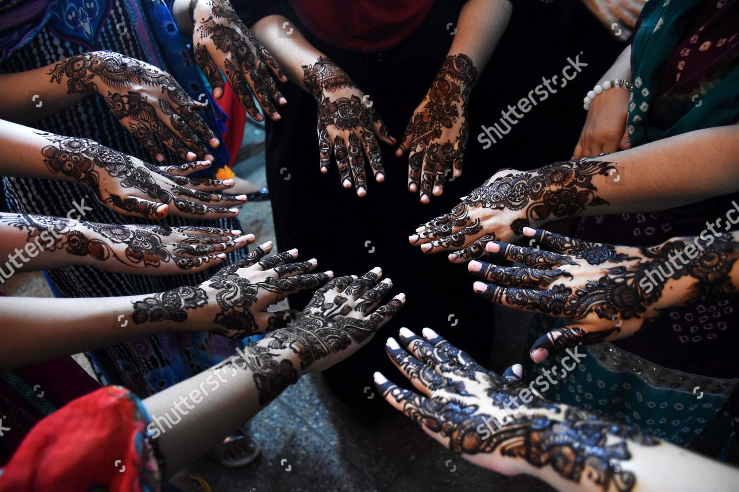 Pakistanis Display Designs Henna On Their Editorial Stock Photo - Stock ...
