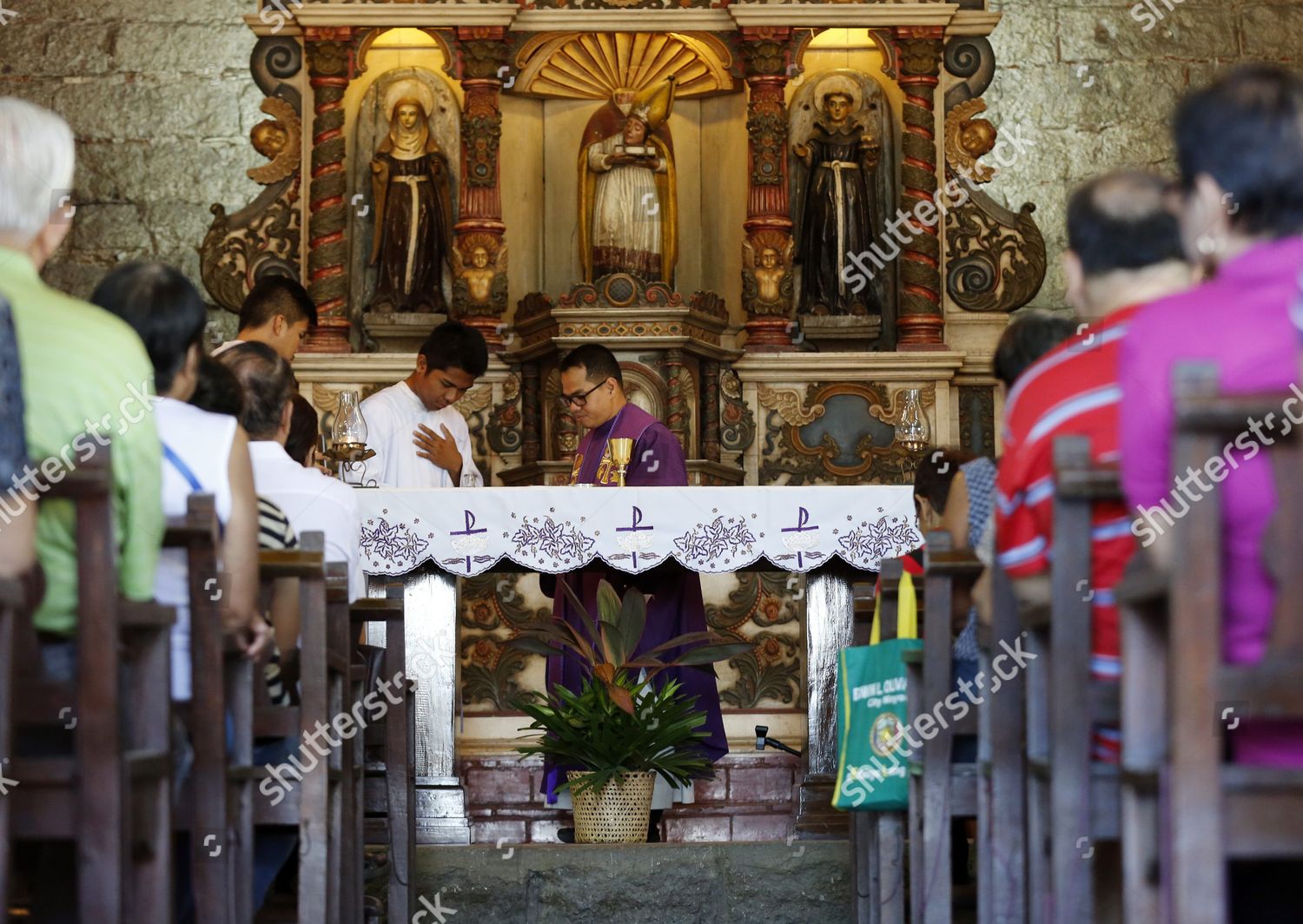 Filipino Priest Leads Mass Front Altar Editorial Stock Photo - Stock ...