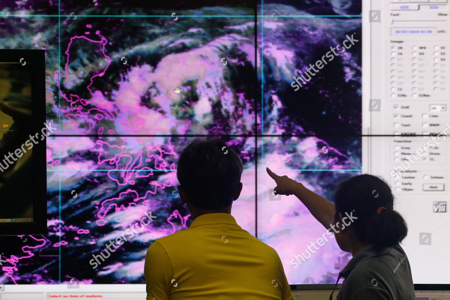 Filipino Weather Forecasters Observe Path Tropical Editorial Stock ...