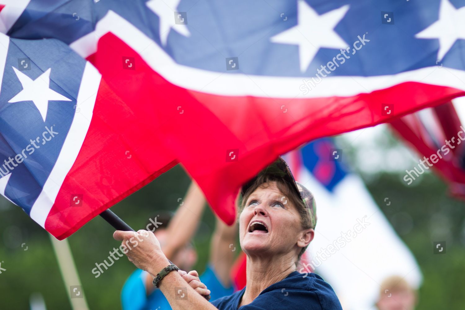 Betty Bishop Waves Confederate Flag During Editorial Stock Photo ...