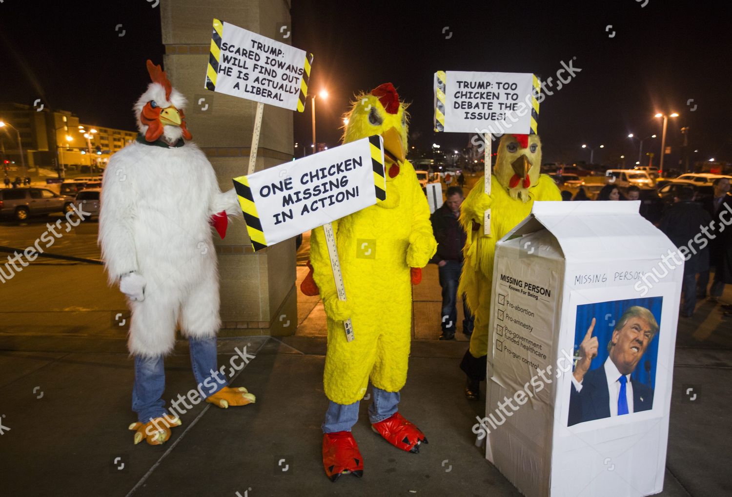 Three People Dressed Chickens Stand Outside Editorial Stock Photo ...