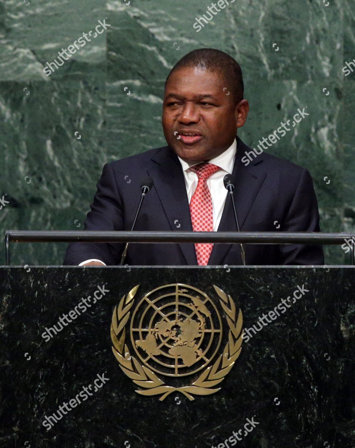 Mozambiques President Filipe Jacinto Nyusi Delivers Editorial Stock ...