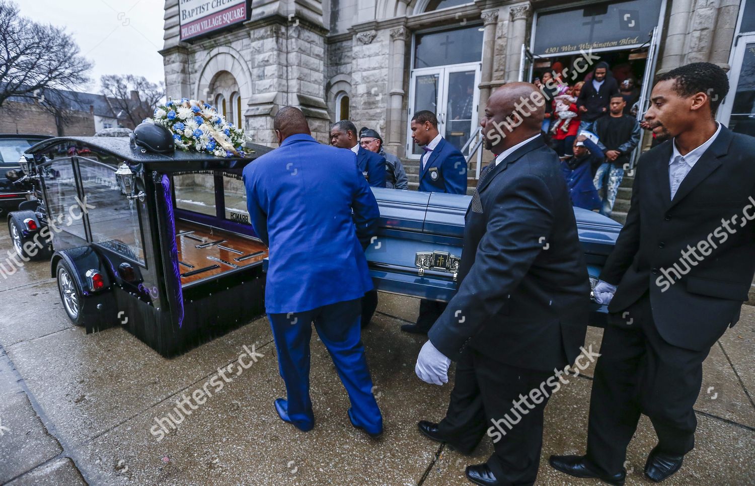 Pall Bearers Carry Casket Hearse Following Editorial Stock Photo ...