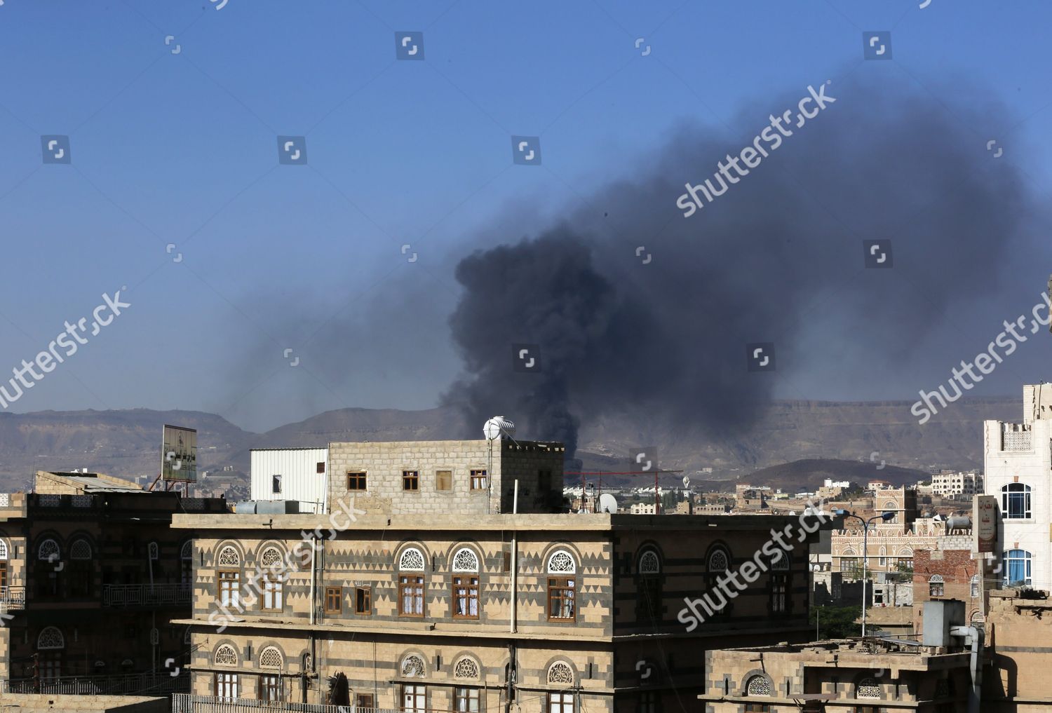 Black Pall Smoke Rises Above City Editorial Stock Photo - Stock Image ...