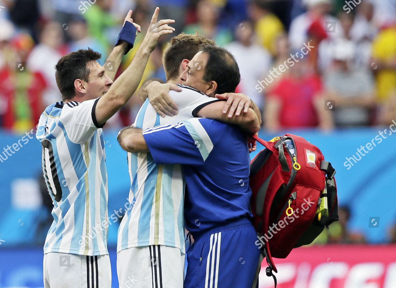 Argentinas Lionel Messi L Hugged By Editorial Stock Photo - Stock Image ...
