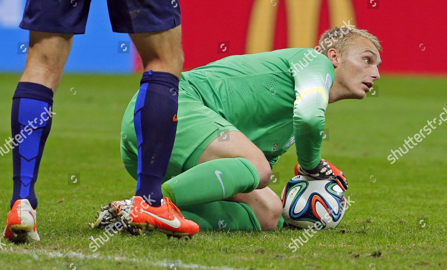 Dutch Goalkeeper Jasper Cillessen Saves Ball Editorial Stock Photo ...