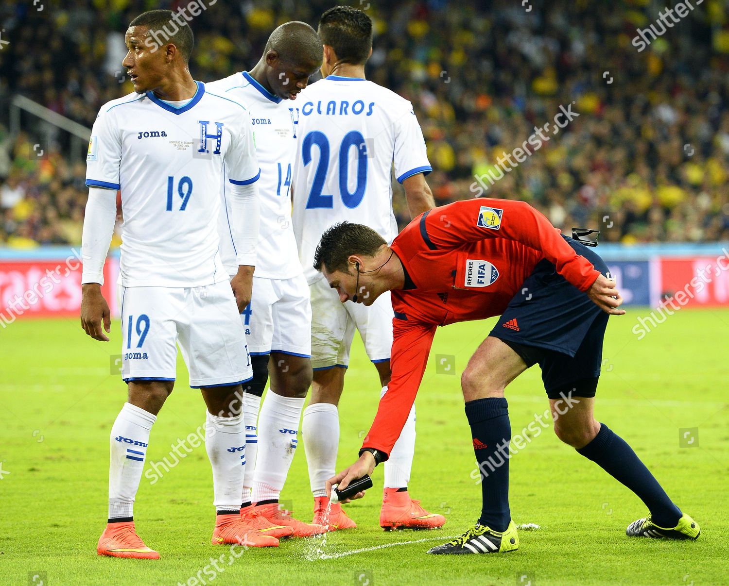 Australian Referee Benjamin Williams R Sprays Editorial Stock Photo ...