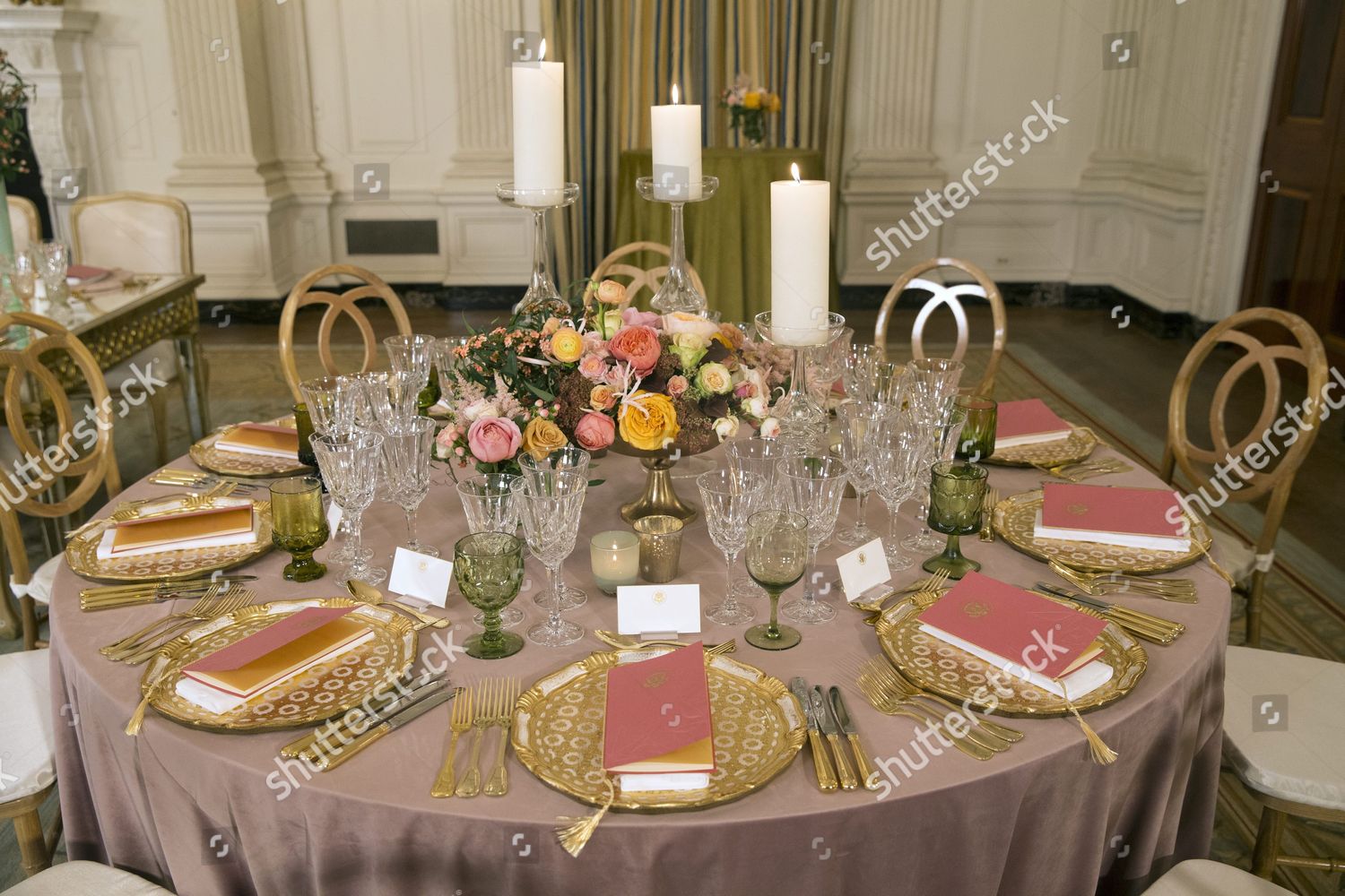 Examples Table Settings Shown State Dining Editorial Stock Photo ...