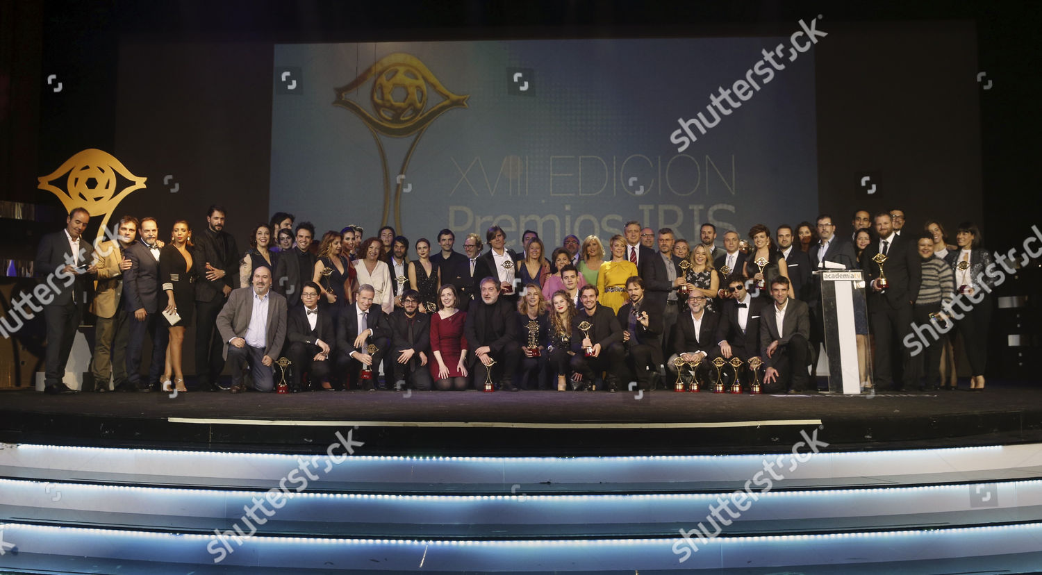 Award Winners Pose Trophies End Iris Editorial Stock Photo - Stock ...