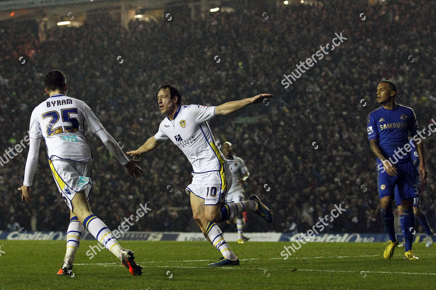 Luciano Becchio Leeds United Celebrates Scoring Editorial Stock Photo ...