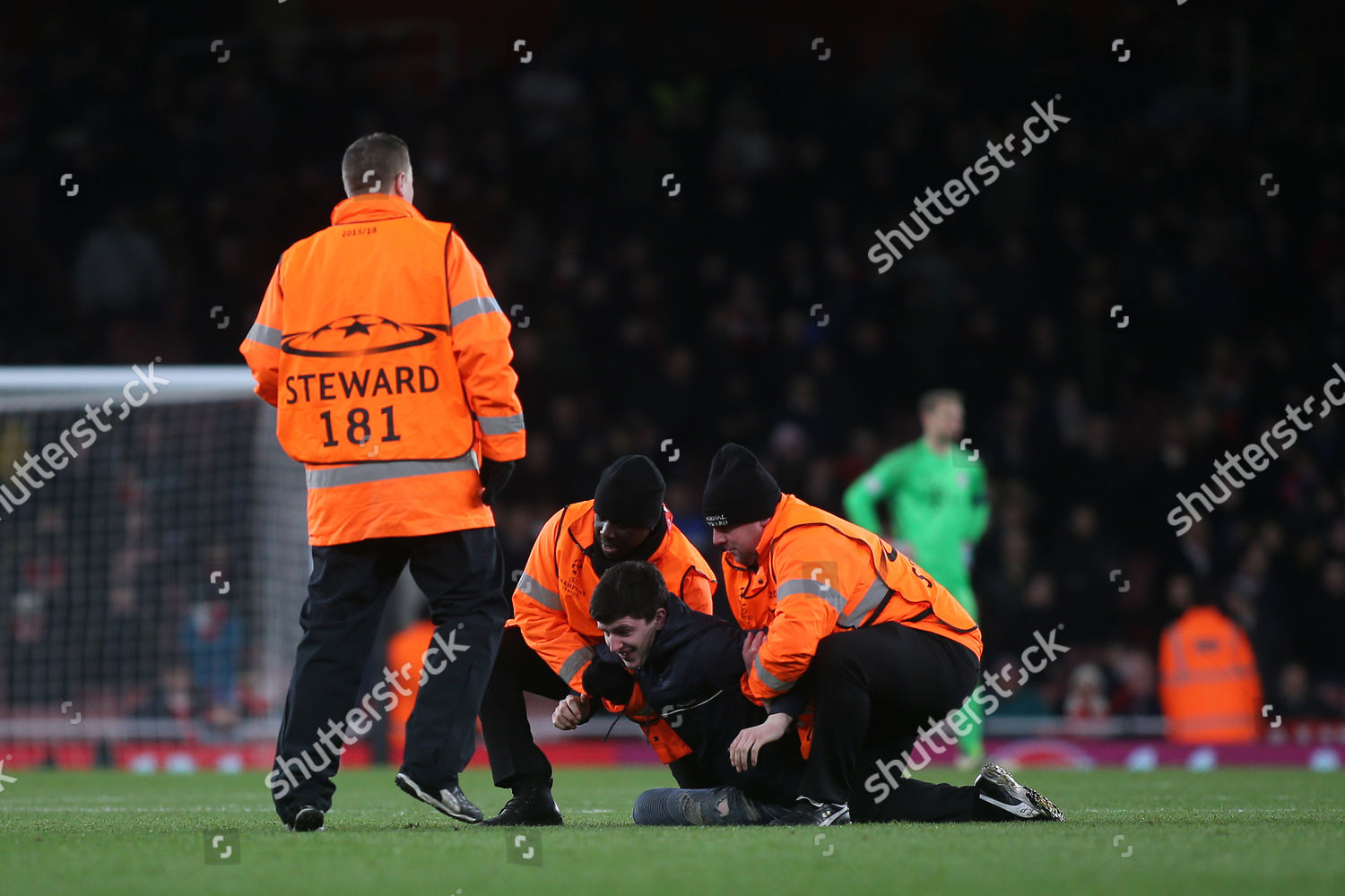 Arsenal Stewards Wrestle Pitch Invader Ground Editorial Stock Photo ...