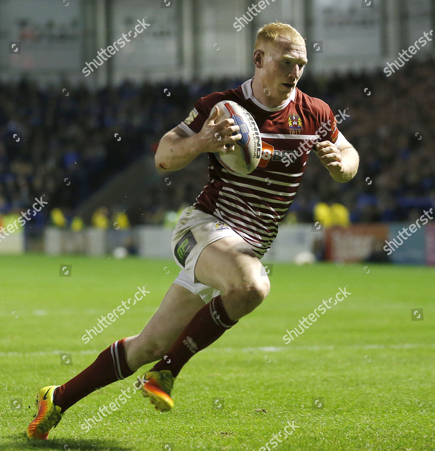 Liam Farrell Leaves Warrington Defence Behind Editorial Stock Photo ...