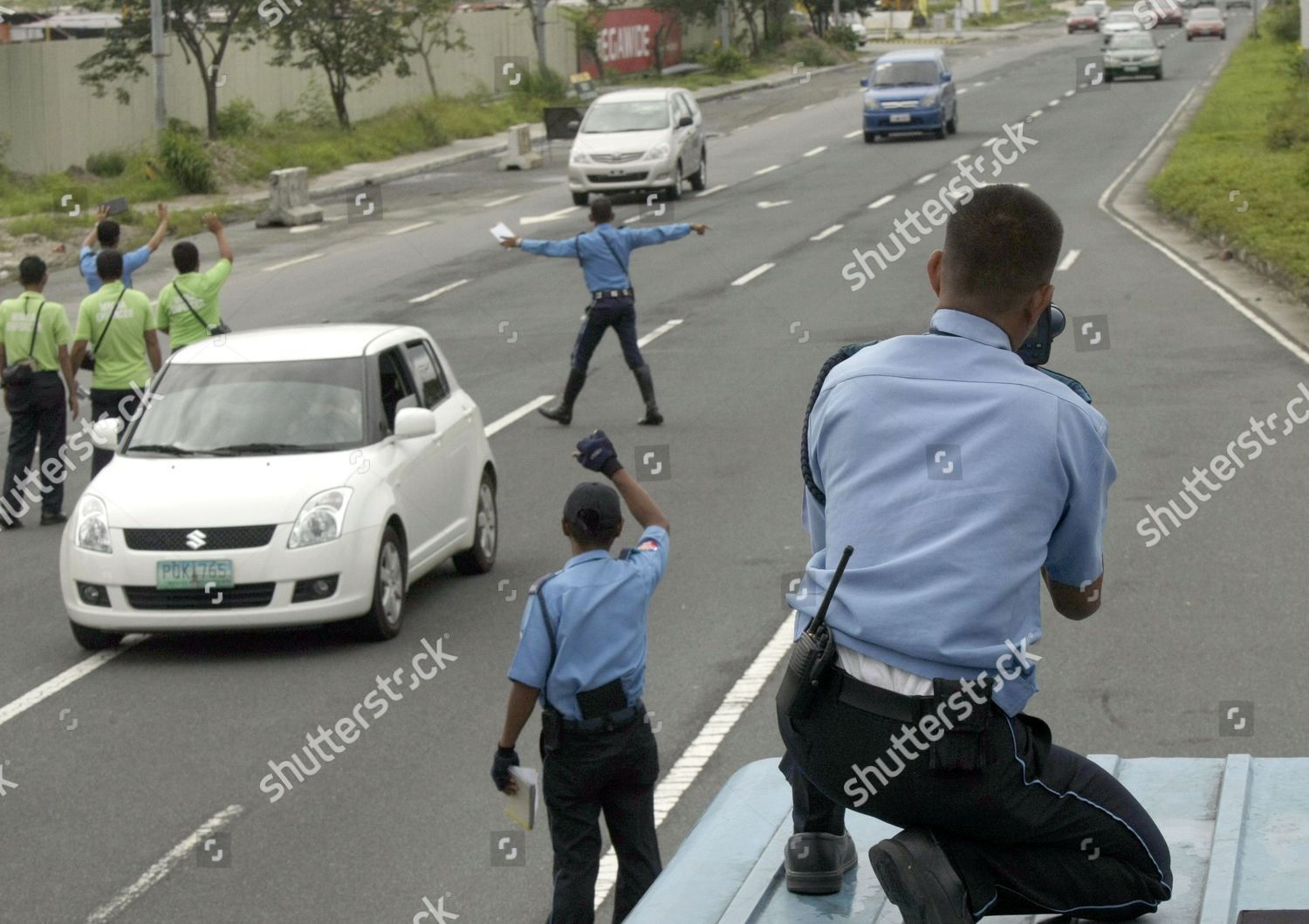 Filipino Traffic Enforcers Flag Down Speeding Editorial Stock Photo ...