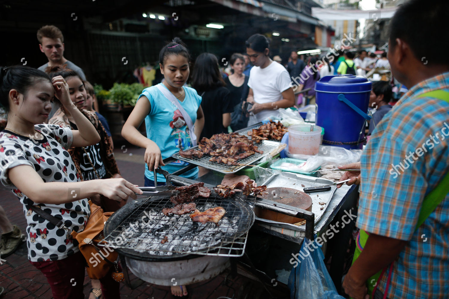 People Grill Meets Street Food Stall Editorial Stock Photo - Stock ...