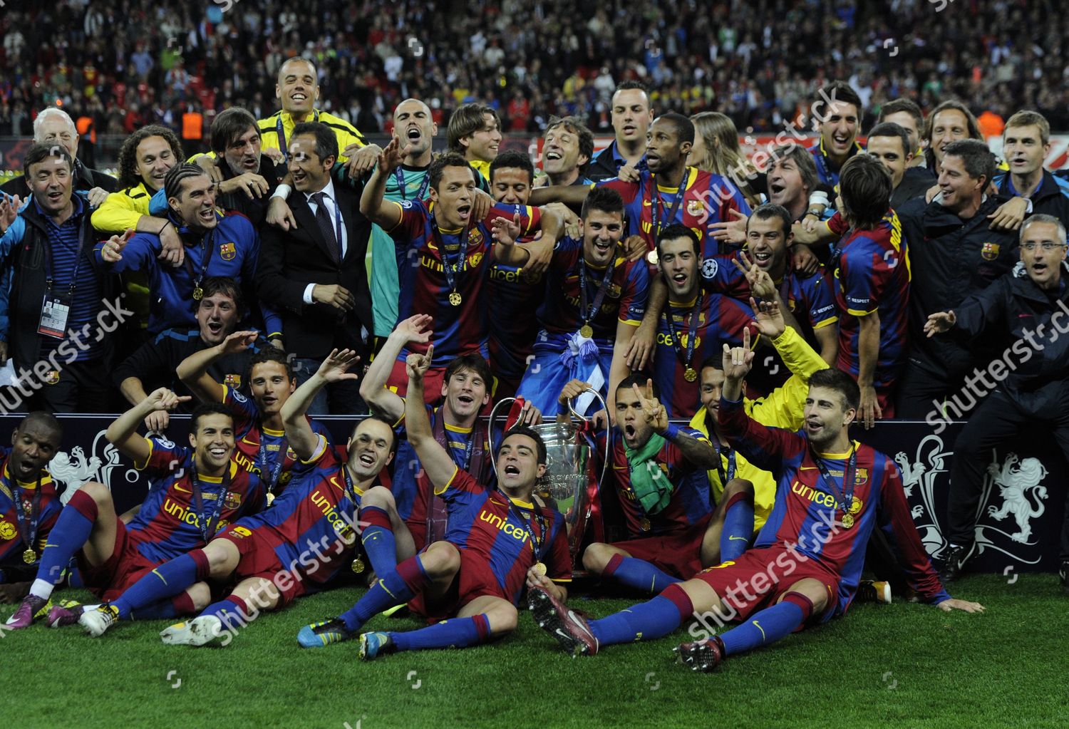 Fc Barcelona Players Staff Celebrate Winning Editorial Stock Photo ...