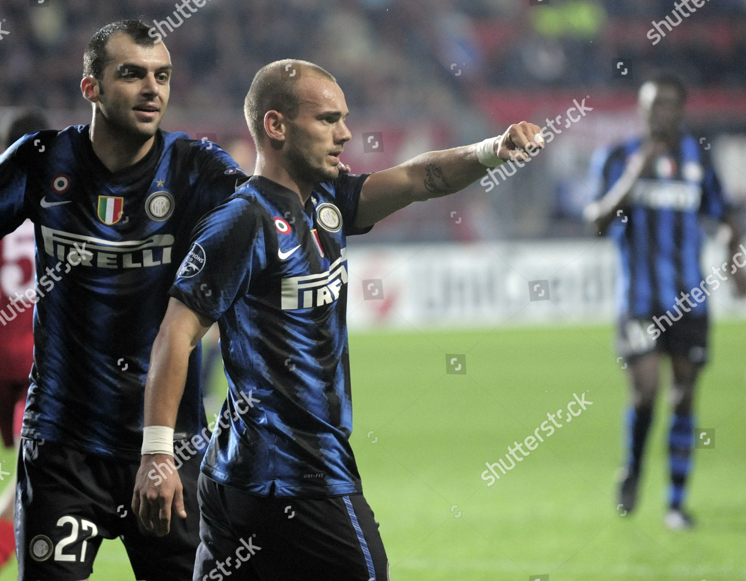 Wesley Sneijder Inter Milan Celebrates His Editorial Stock Photo ...