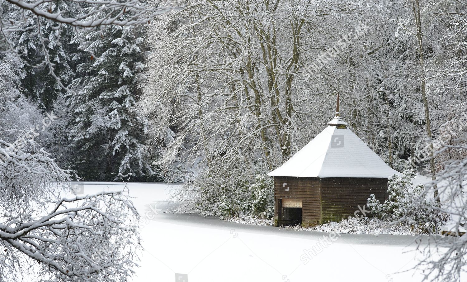 Snow Covered Boat House By Frozen Editorial Stock Photo - Stock Image ...