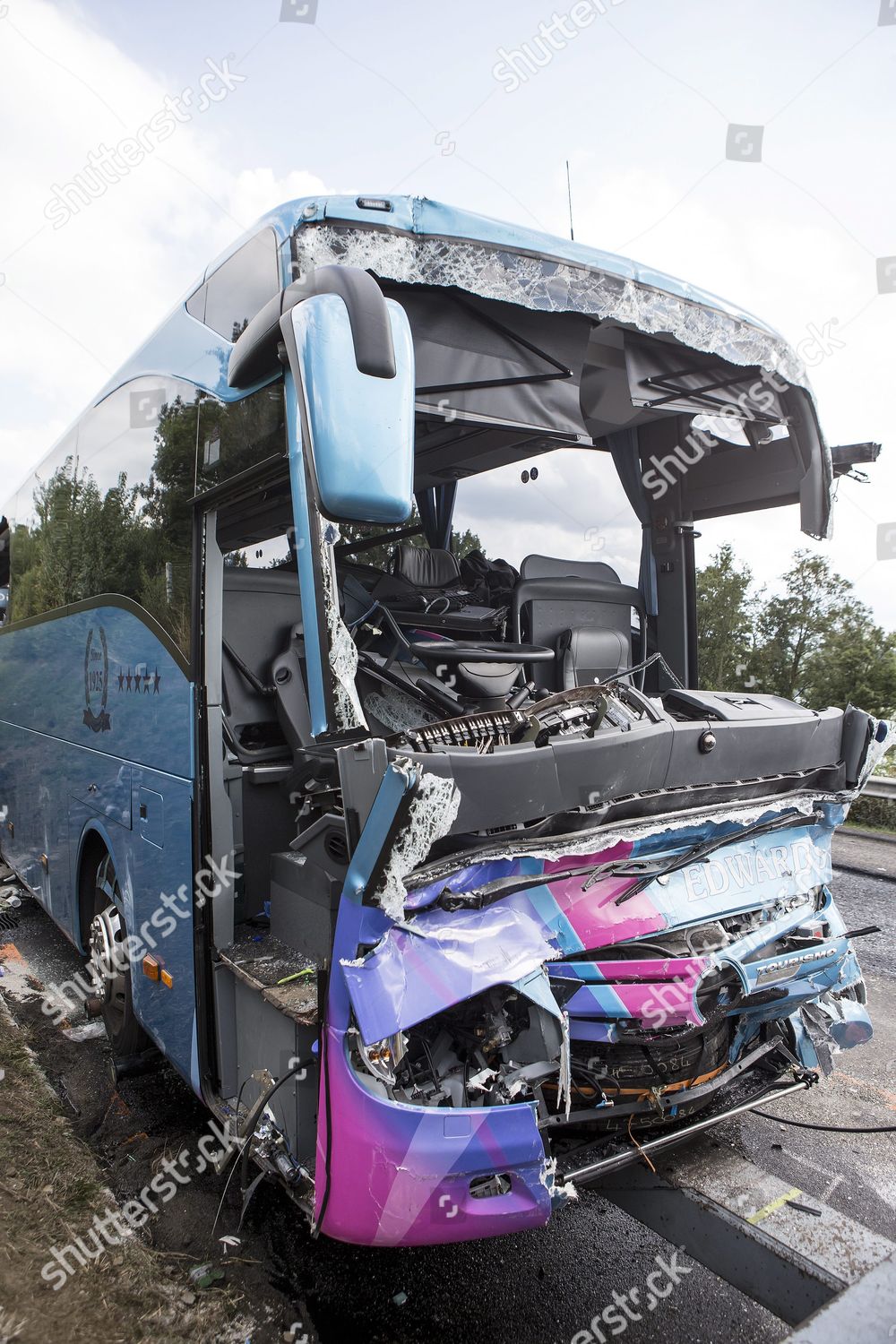 Destroyed Front Bus Involved Accident On Editorial Stock Photo - Stock ...