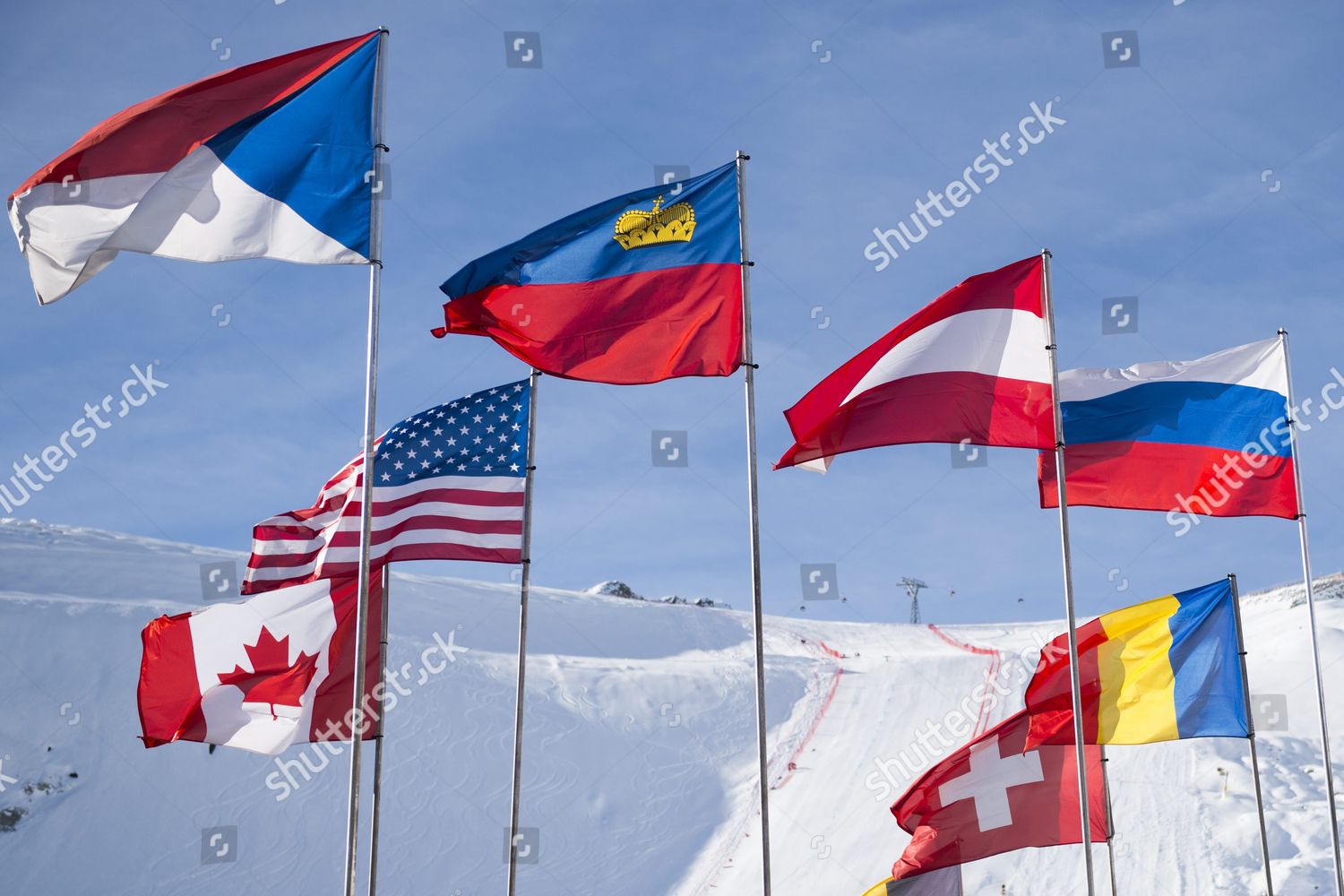Flags Pictured Finish Area Fis Alpine Editorial Stock Photo - Stock ...