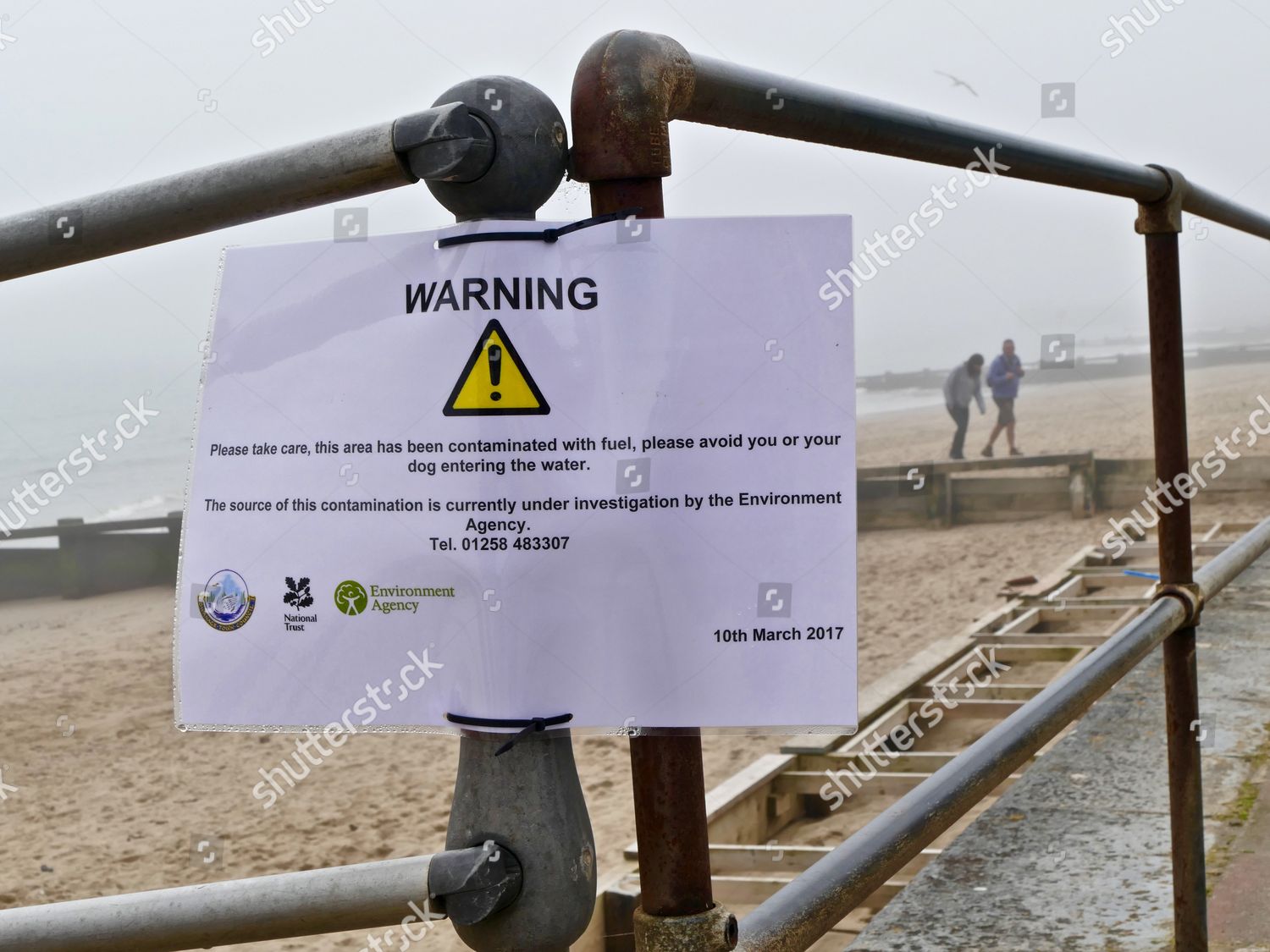 Signs Put Warning Oil Spill Editorial Stock Photo - Stock Image ...