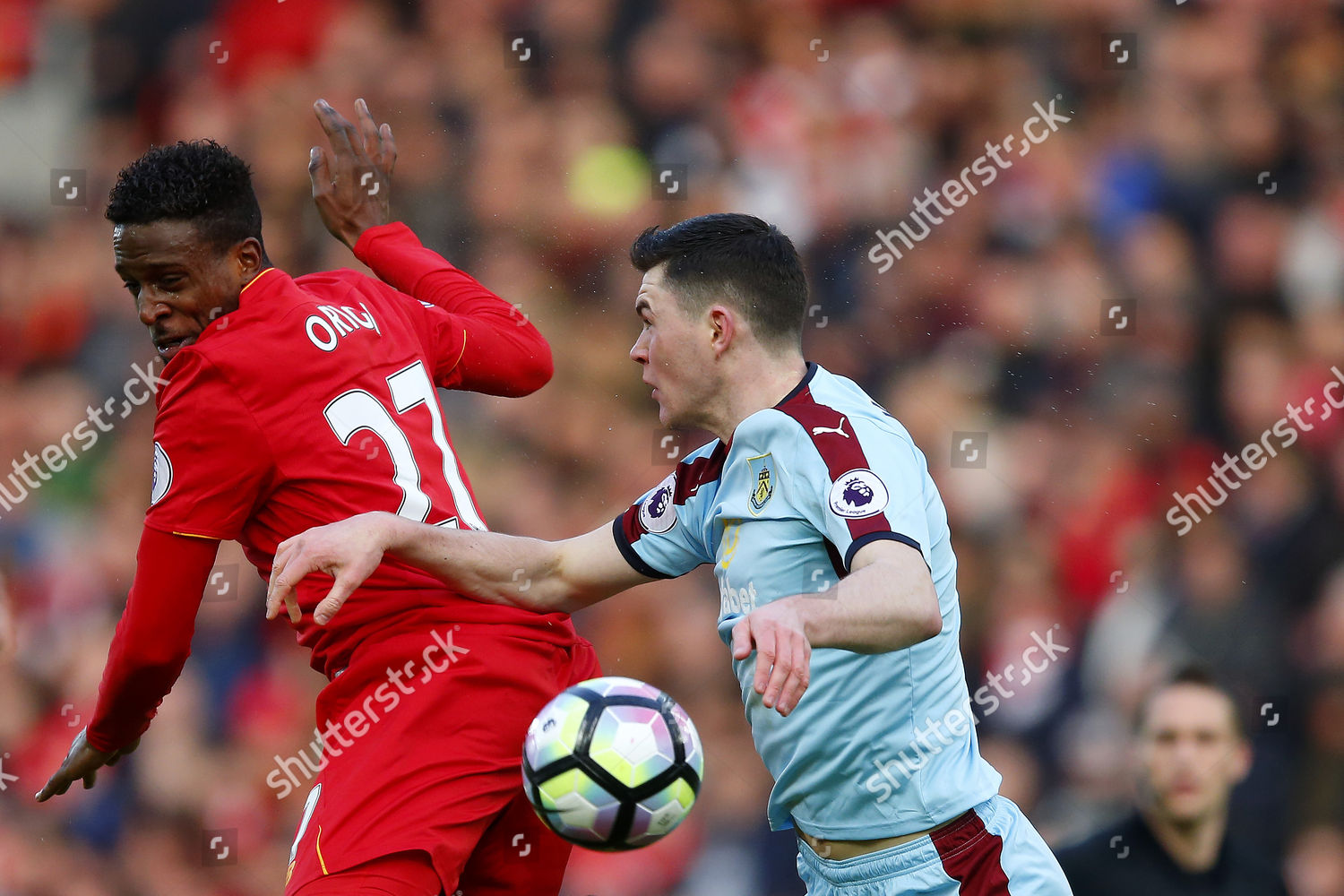 Divock Origi Competes Michael Keane During Editorial Stock Photo ...