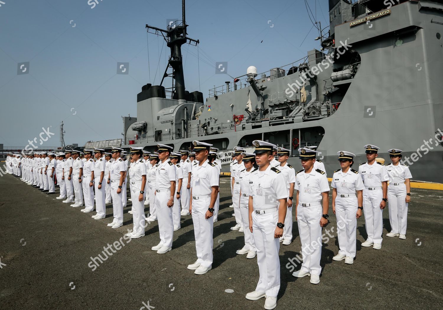 Filipino Navy Officers Stand Attention During Editorial Stock Photo ...