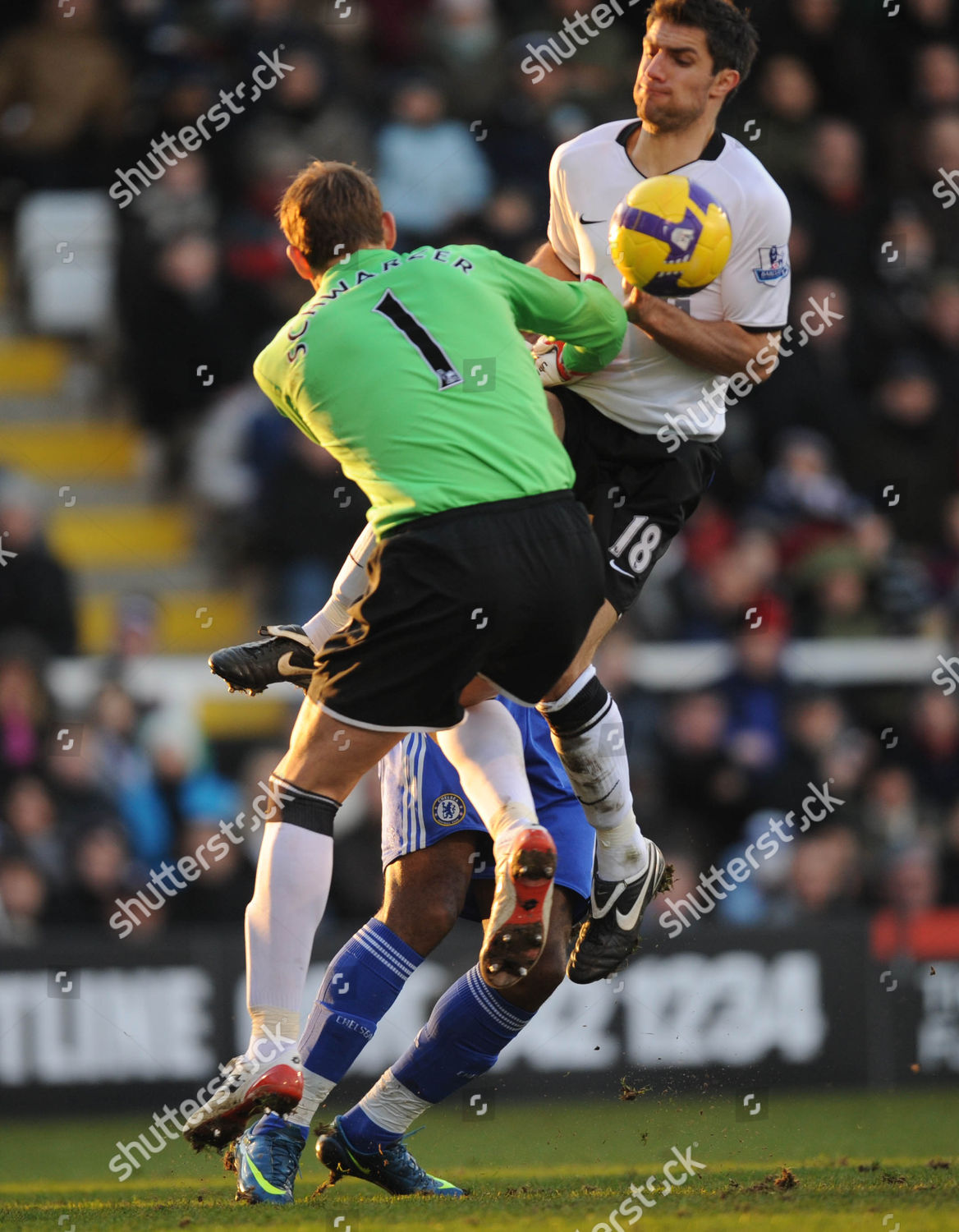 Fulham Goalkeeper Mark Schwarzer Aaron Hughes Editorial Stock Photo ...