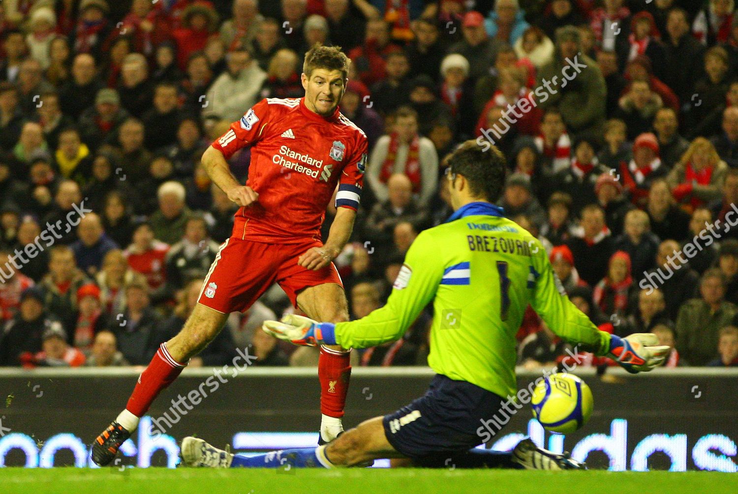 Steven Gerrard Liverpool Shoots Past Peter Editorial Stock Photo ...