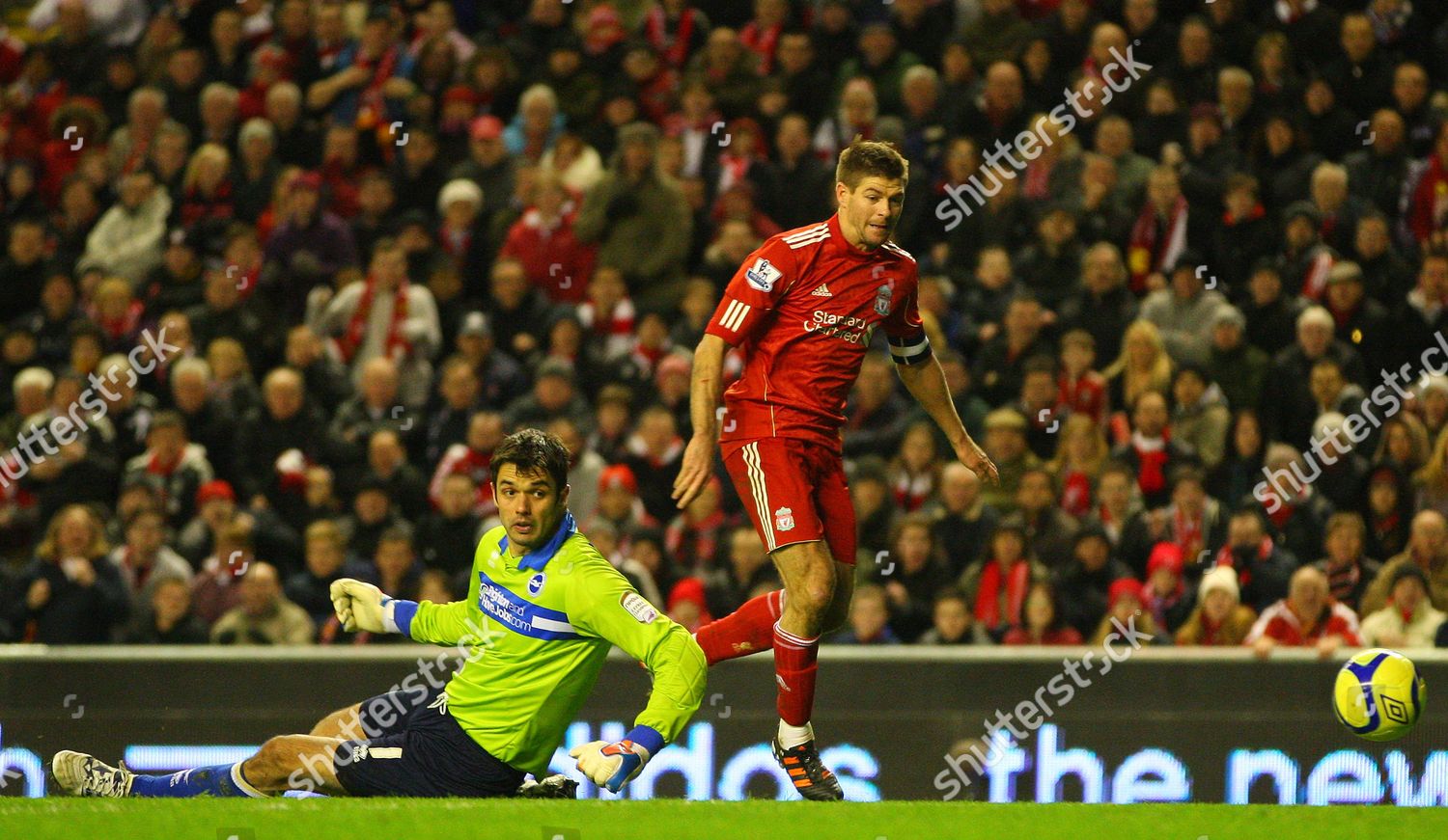 Steven Gerrard Liverpool Shoots Past Peter Editorial Stock Photo ...