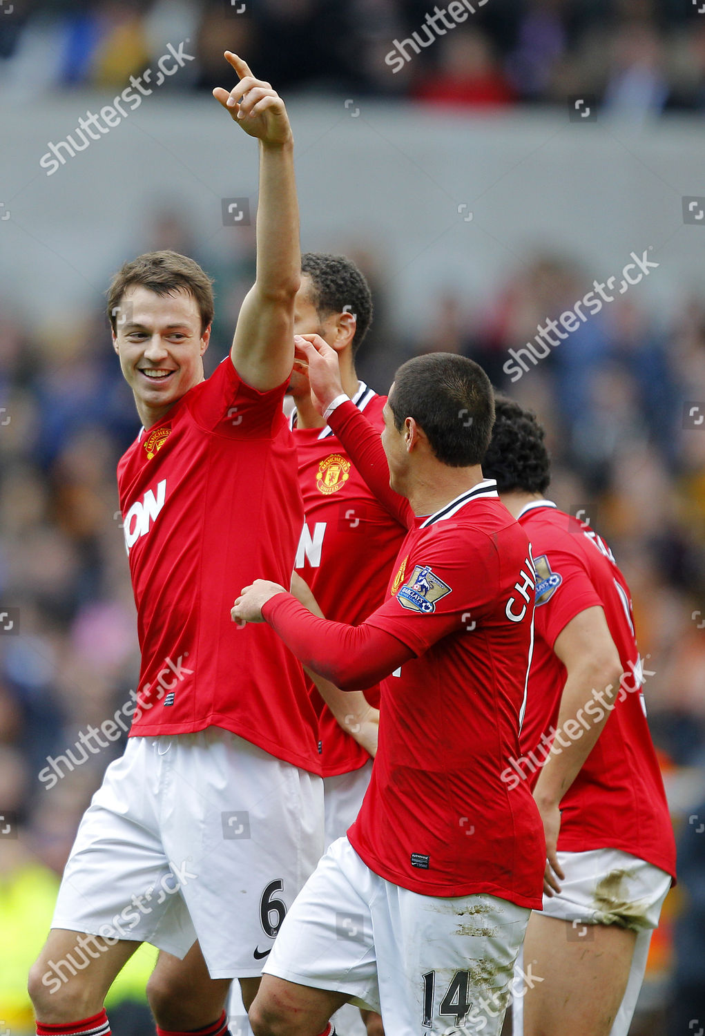 Jonny Evans Manchester United Left Celebrates Editorial Stock Photo ...