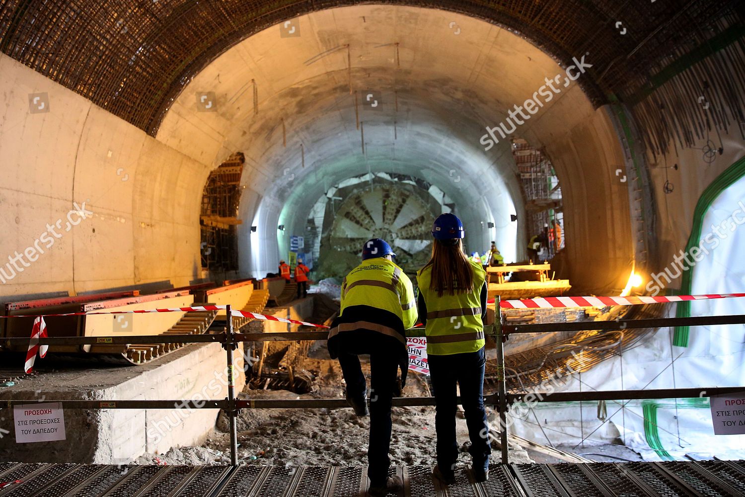 Engineers Workers Supervise Tunnel Boring Machine Editorial Stock Photo ...