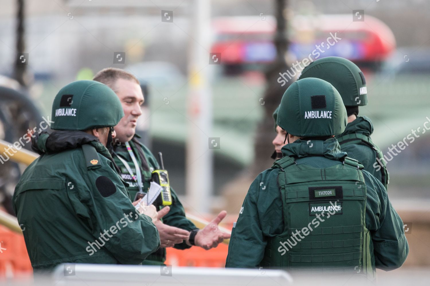 Paramedics Wearing Body Armour Wait By Editorial Stock Photo - Stock ...