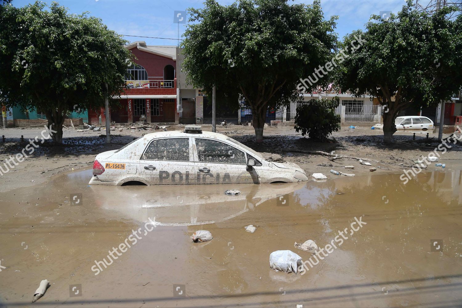 Police Car Caught On Flooded Street Editorial Stock Photo - Stock Image ...
