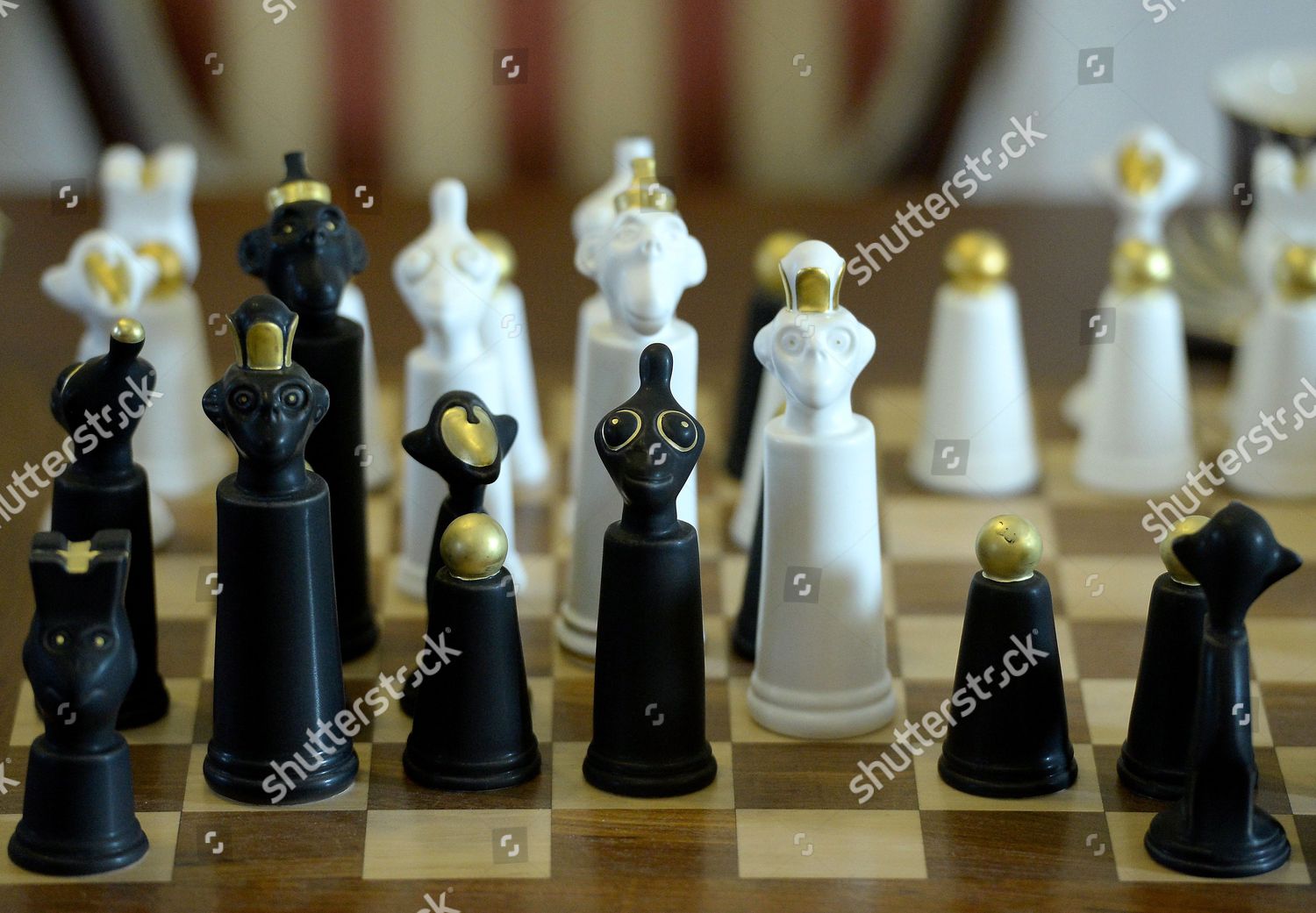 Porcelain Monkey Chess Set On Display Editorial Stock Photo - Stock ...