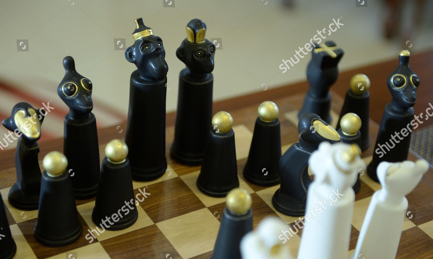 Porcelain Monkey Chess Set On Display Editorial Stock Photo - Stock ...