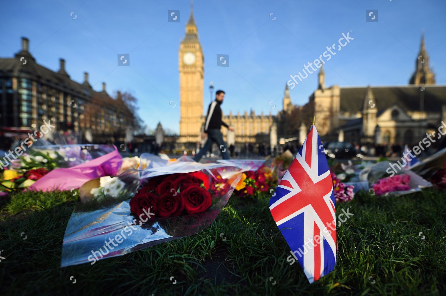Flowers Union Jack Flags Placed On Editorial Stock Photo - Stock Image ...