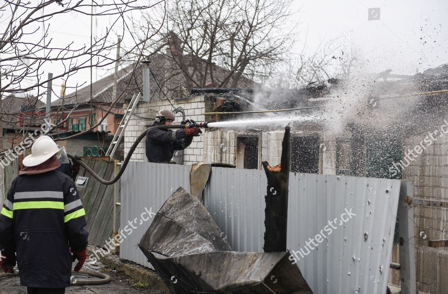 Ukrainian Firemen Extinguish Fire Destroyed Building Editorial Stock ...